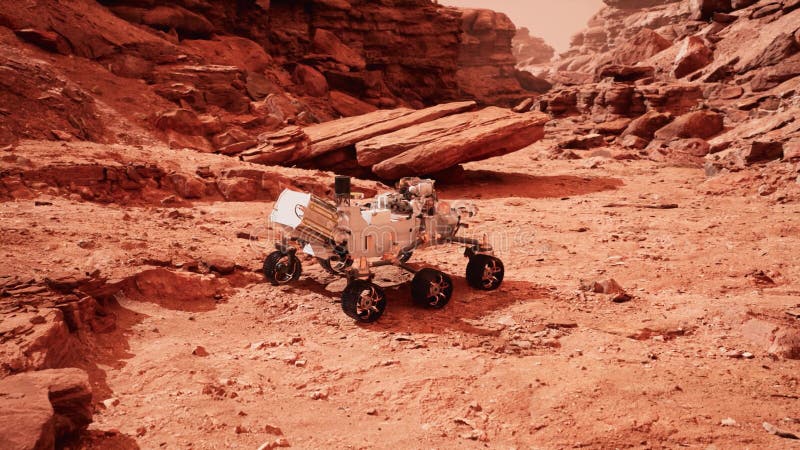 Mars Rover Perseverance Exploring the Red Planet Elements Stock Footage ...