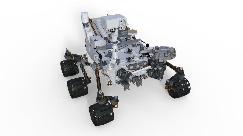 Mars Rover, Space Vehicle Isolated On White Background, 3D Illustration ...