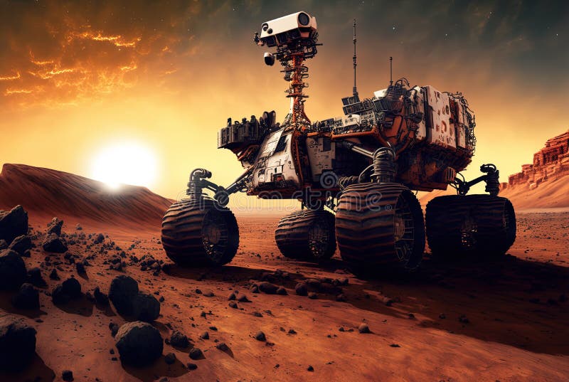 Mars Rover on a Surface of the Red Planet. Mars Exploration Concept ...