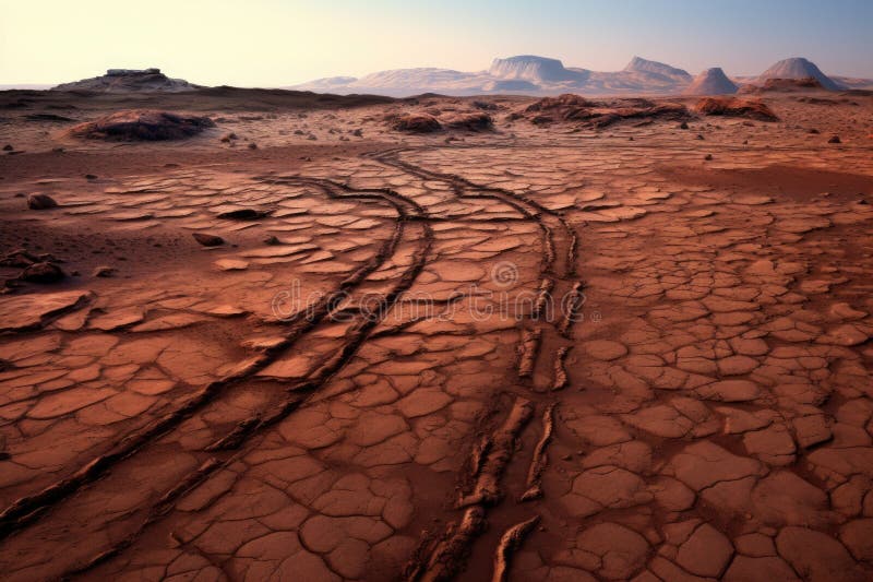 Mars Rover Tracks on the Simulated Martian Surface Stock Image - Image ...
