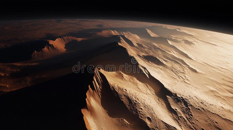 Photorealistic Image of Mars with Visible Canyons and Surface Textures ...