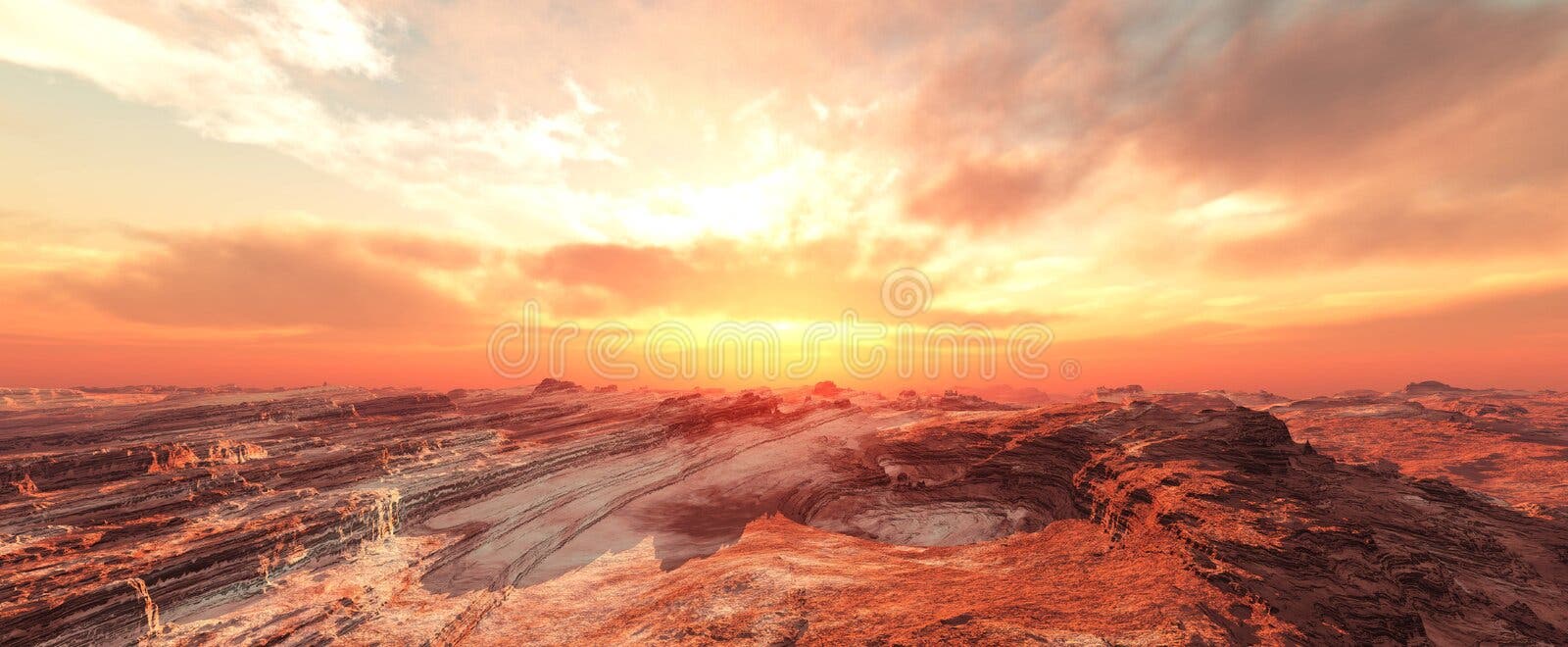 Mars at Sunset, the Surface of Mars Stock Illustration - Illustration ...