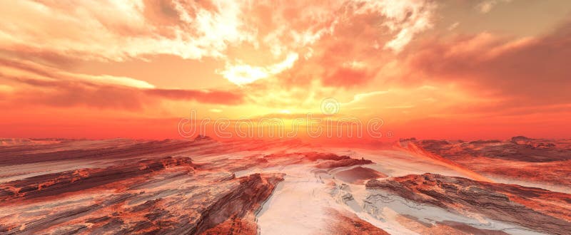 Mars at Sunset, the Surface of Mars Stock Illustration - Illustration ...