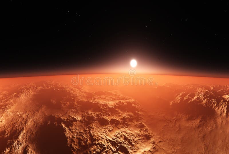 Mars at Sunset, the Surface of Mars Stock Illustration - Illustration ...