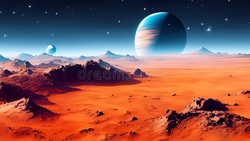 Mars Surface, Alien Planet Landscape. Space Game Background with Orange ...