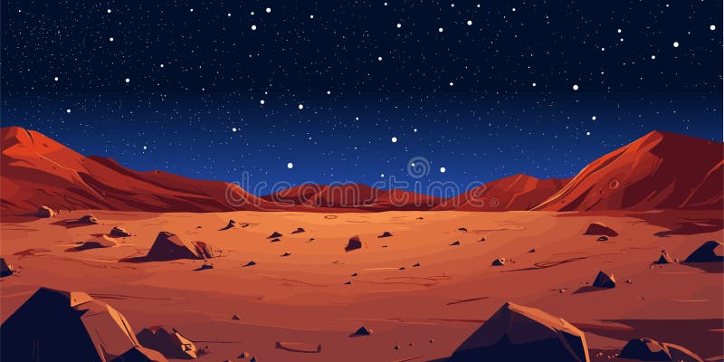 Mars Surface Panorama Landscape, Alien Red Planet, Martian Background ...