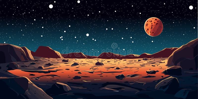 Mars Surface Panorama Landscape, Alien Red Planet, Martian Background ...