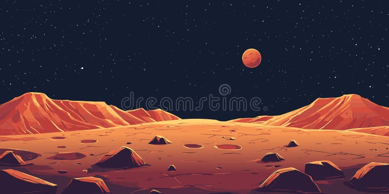 Mars Surface Panorama Landscape, Alien Red Planet, Martian Background ...