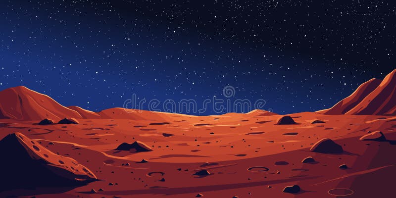 Mars Surface Panorama Landscape, Alien Red Planet, Martian Background ...