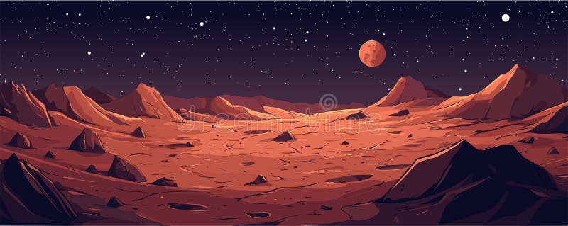 Mars Surface Panorama Landscape, Alien Red Planet, Martian Background ...