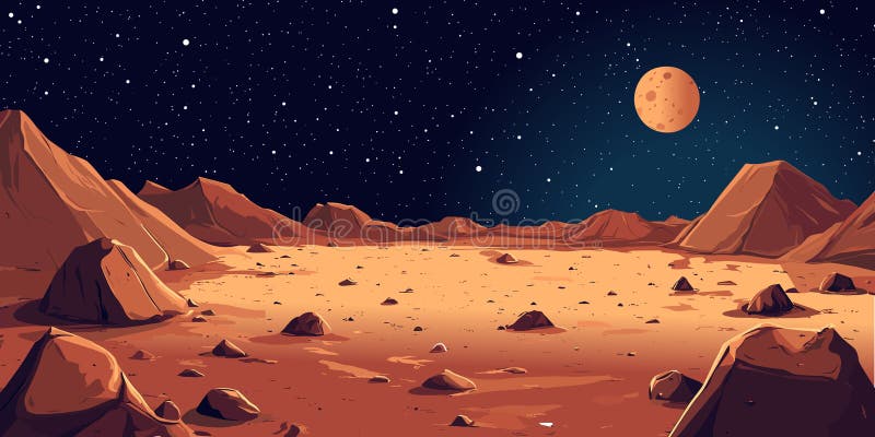Mars Surface Panorama Landscape, Alien Red Planet, Martian Background ...
