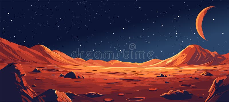 Mars Surface Panorama Landscape, Alien Red Planet, Martian Background ...