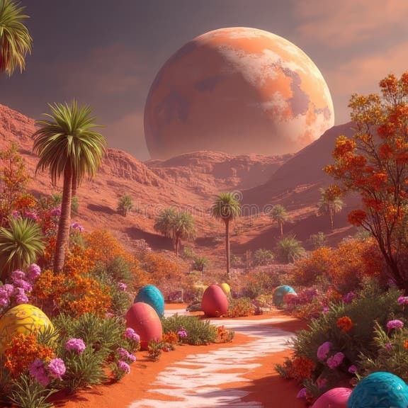 Mars-Themed Easter Celebration Stock Illustration - Illustration of ...