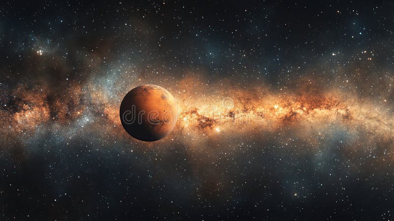 Mars Transit Milky Way Galaxy Space Exploration Stock Illustration ...