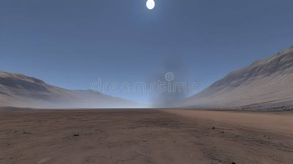 Mars Valley Panorama with Dust Storm Stock Illustration - Illustration ...
