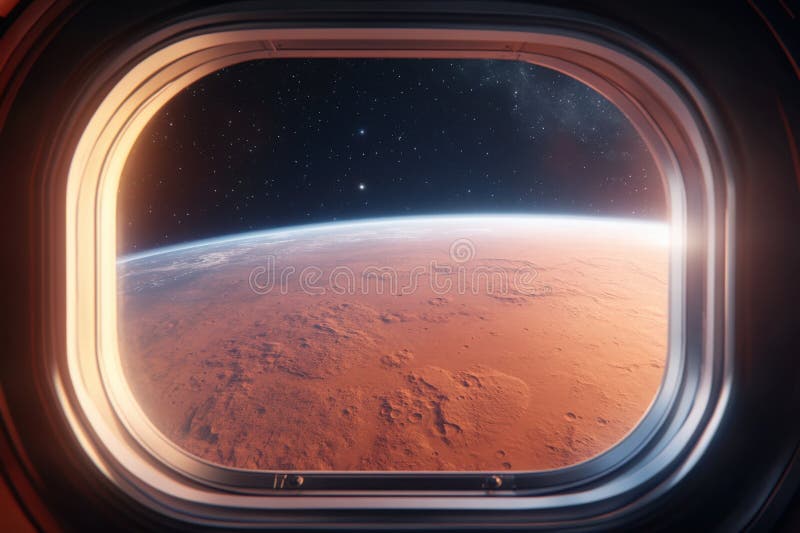Mars View from Spacecraft Window: a Breathtaking Space Journey Stock ...