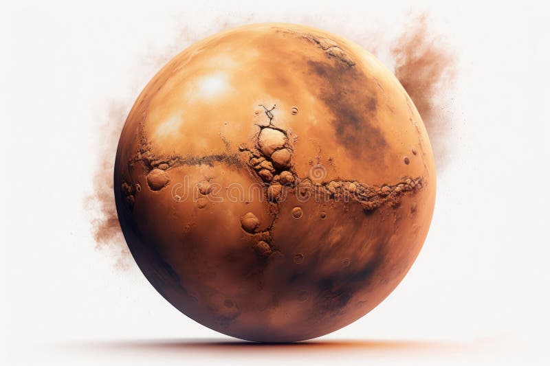 Mars on White Background Realistic. Generative AI Stock Illustration ...