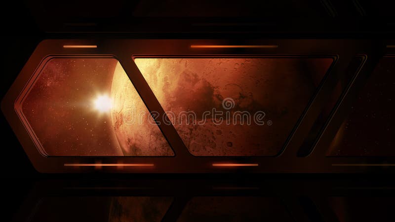 Mars from the Window of a Space Station. Stock Illustration ...