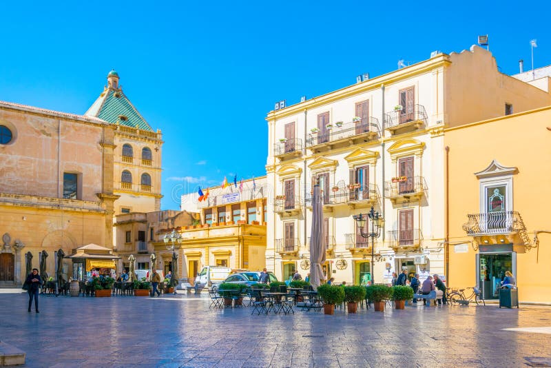 MARSALA, ITALY, APRIL 21, 2017: View of the Piazza Loggia in Marsala ...