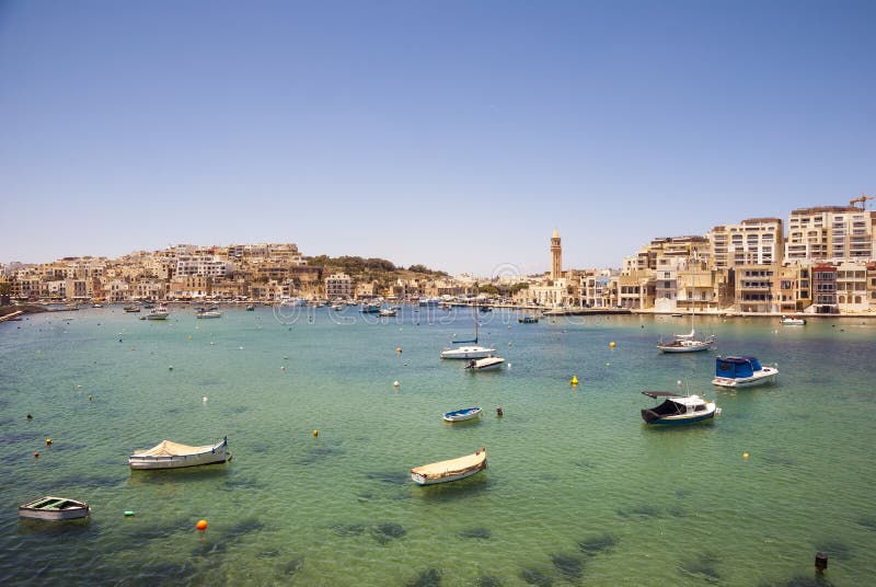 Marsaskala Bay with Boats, Malta Stock Photo - Image of port, summer ...