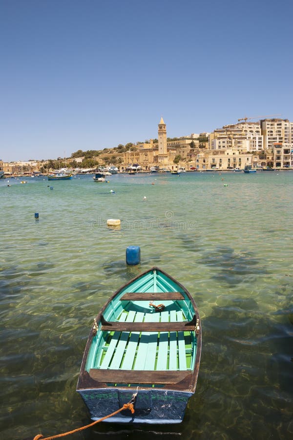 Marsaskala Bay with Boats, Malta Stock Image - Image of luzzu, port ...