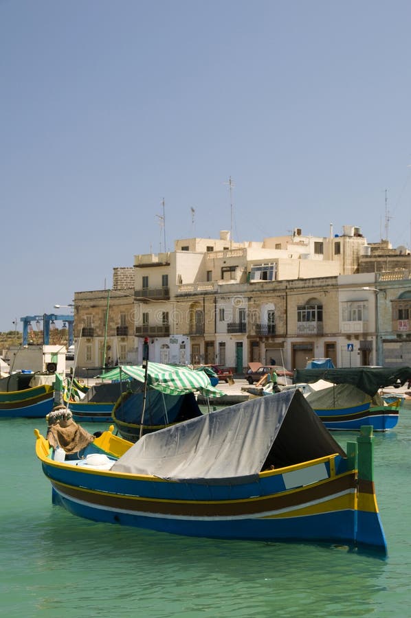 Marsaxlokk Luzzu Village Malta Stock Photo - Image of harbor, luzzus ...