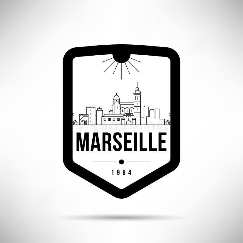 Marseille Modern Web Banner Design with Vector Linear Skyline Stock ...