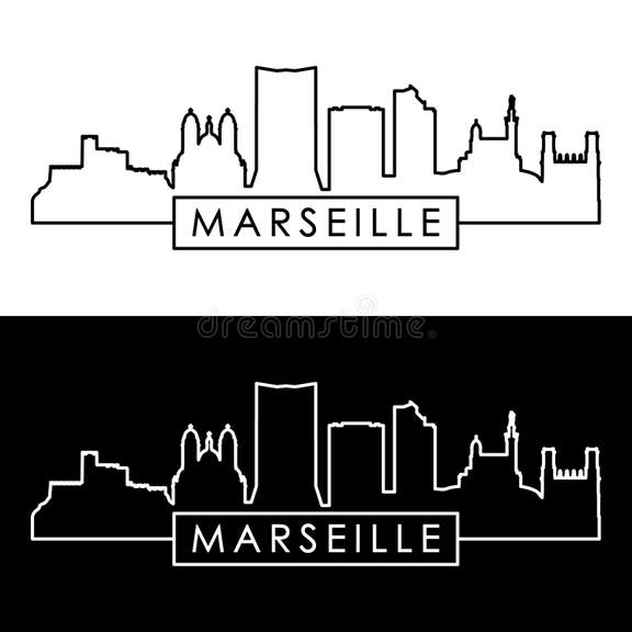 Marseille Skyline. Linear Style Stock Vector - Illustration of symbol ...
