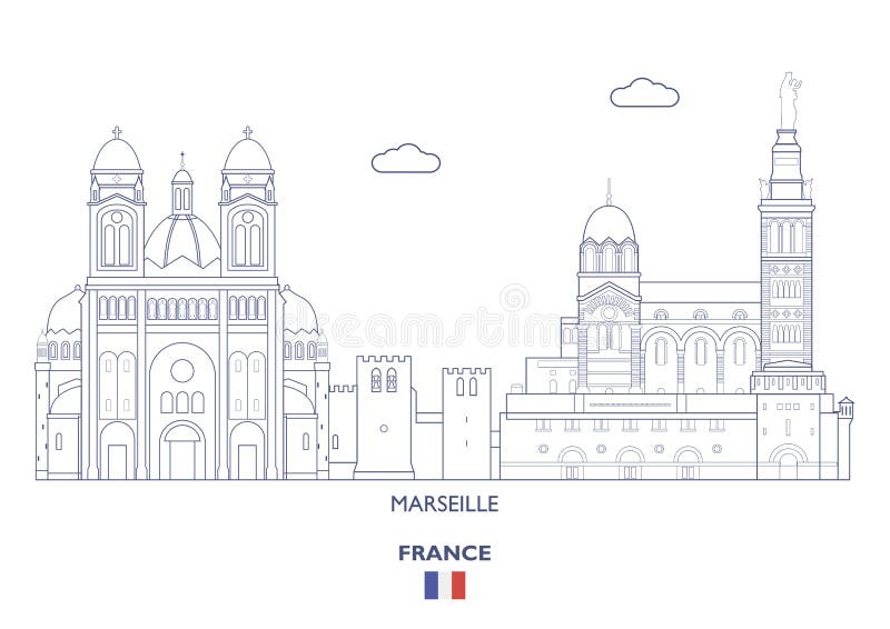 Lineare Illustration Von Marseille, Frankreich Vektor Abbildung ...