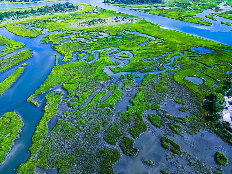 The Marsh from Above Looks Like a Map. Stock Photo - Image of sunset ...
