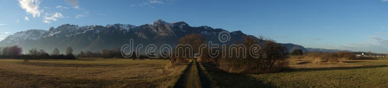 Mountain Chain Full of Snow and a Valley Full of Fog Stock Photo ...