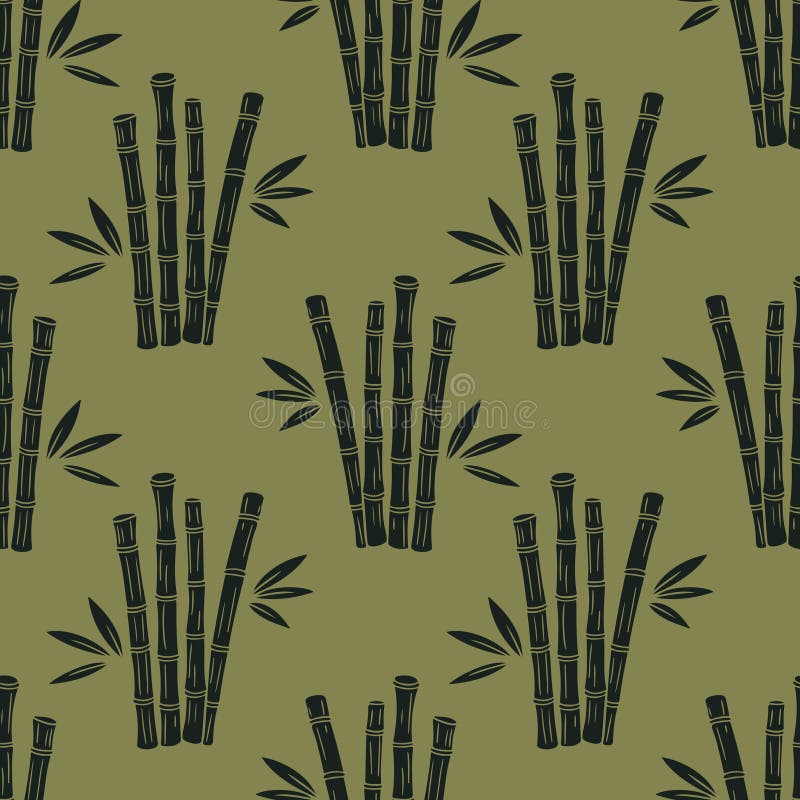Marsh Green Color Pattern with Bamboo Sticks Dark Silhouette Stock ...