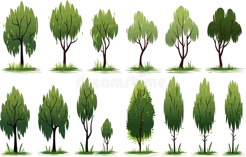 Marsh Trees Set Isolated Vector Style Illustration Stock Vector ...