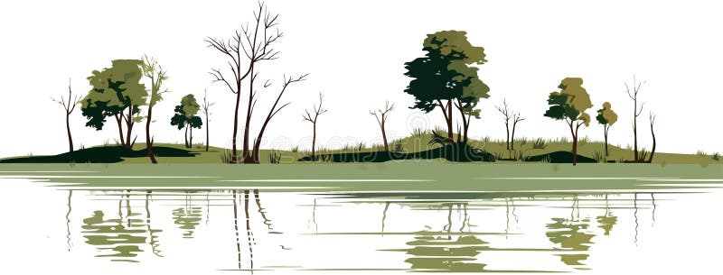 Marsh Trees Set Isolated Vector Style Illustration Stock Vector ...