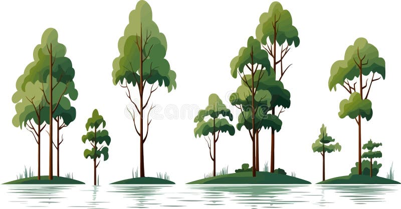 Marsh Trees Set Isolated Vector Style Illustration Stock Vector ...