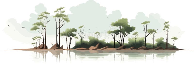 Marsh Trees Set Isolated Vector Style Illustration Stock Vector ...
