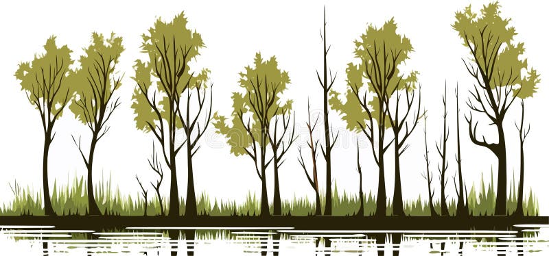 Marsh Trees Set Isolated Vector Style Illustration Stock Vector ...