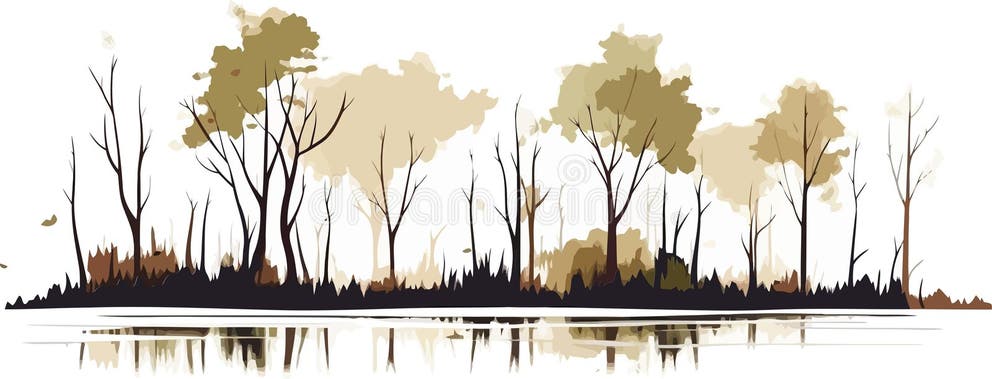 Marsh Trees Set Isolated Vector Style Illustration Stock Vector ...