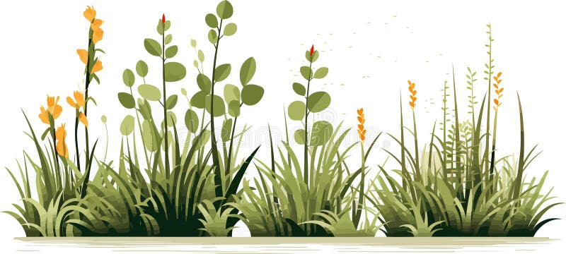 Marsh Vegetation Set Isolated Vector Style Illustration Stock Vector ...