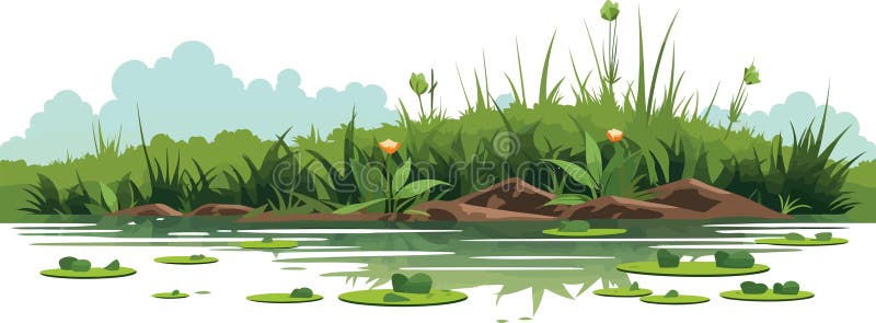 Marsh Vegetation Set Isolated Vector Style Illustration Stock Vector ...