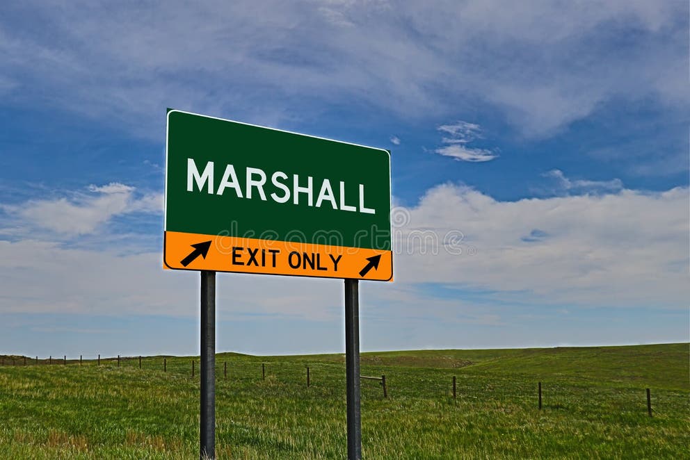 US Highway Exit Sign for Marshall Stock Image - Image of composite ...