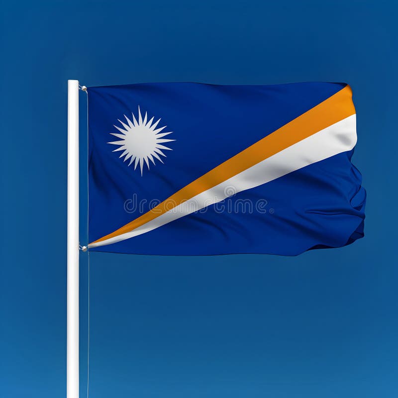 Marshall Islands Flag in a Flagpole Stock Illustration - Illustration ...