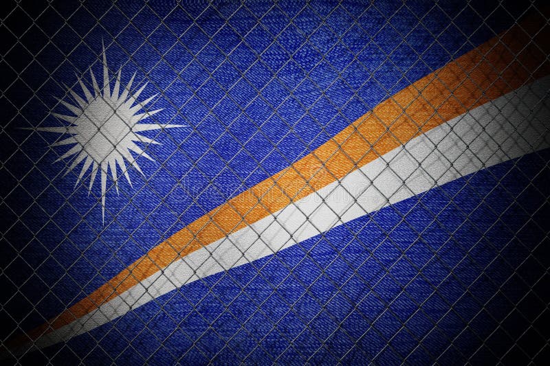 Marshall Islands Flag and Wire Mesh Fence Stock Illustration ...