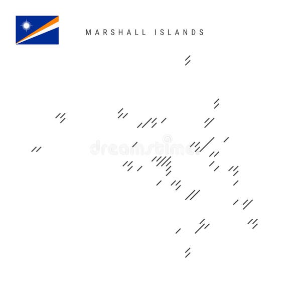 Marshall Islands Map from Pattern of Black Slanted Parallel Lines. Flat ...