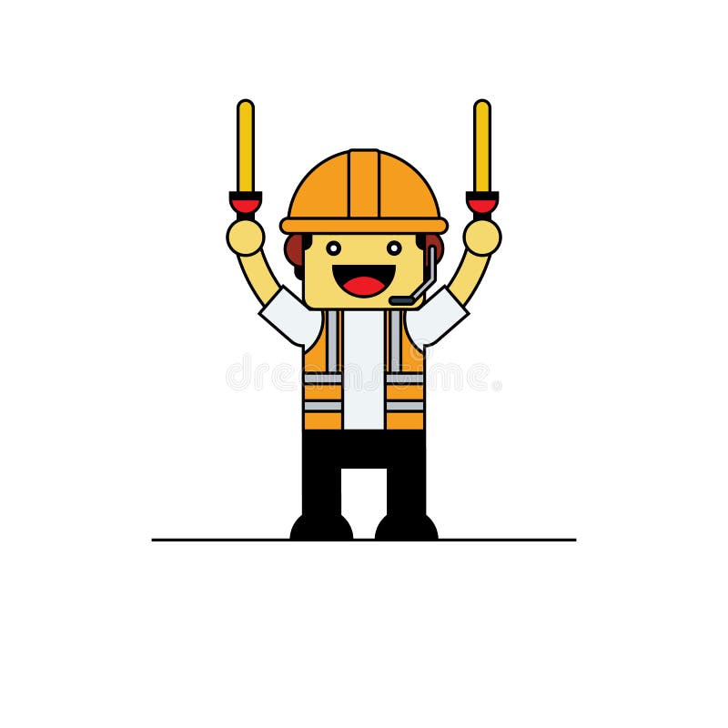 Marshalling Plane Signals. stock vector. Illustration of travel - 63339500