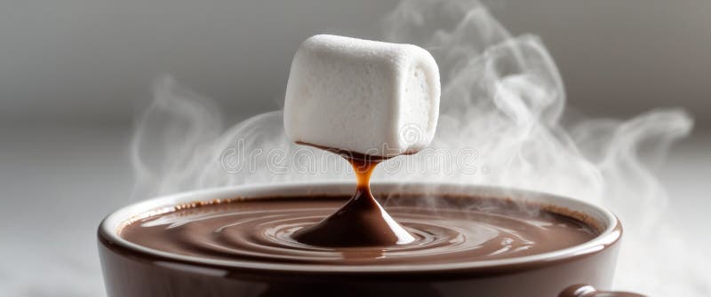 Marshmallow Being Dropped into Hot Chocolate. Stock Photo - Image of ...