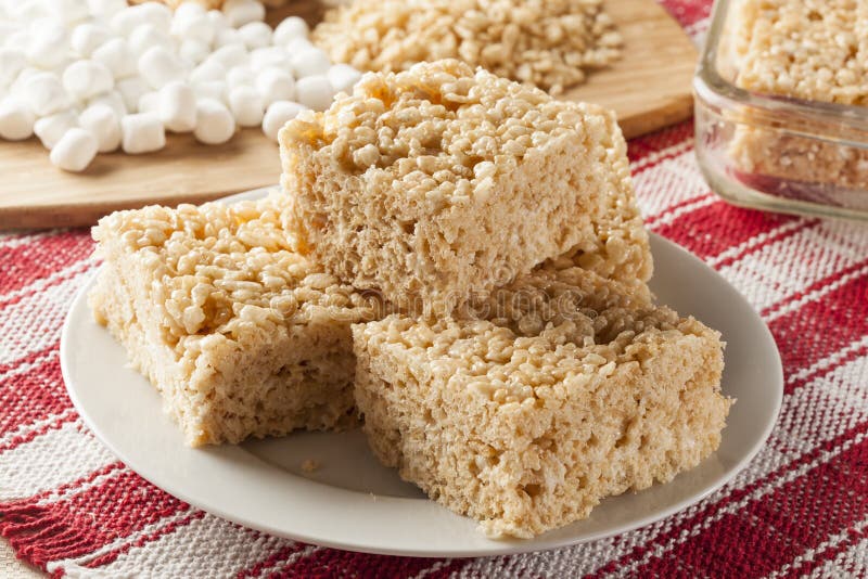 Marshmallow Crispy Rice Treat Stock Image - Image of sweet, crispy ...