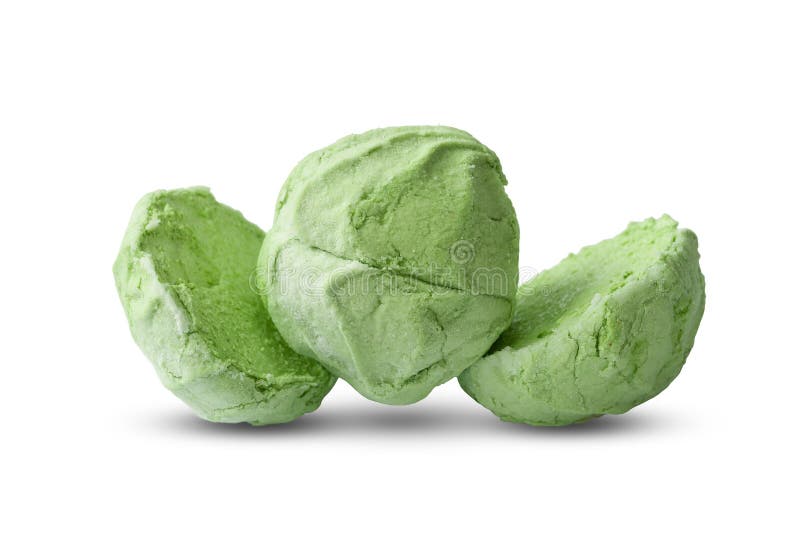 Marshmallow on a White Background. Green Marshmallow Split in Half ...