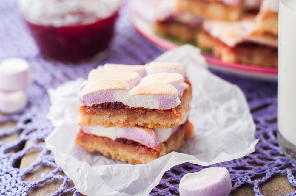 Marshmallow Jam Slice stock photo. Image of blueberry - 55403292