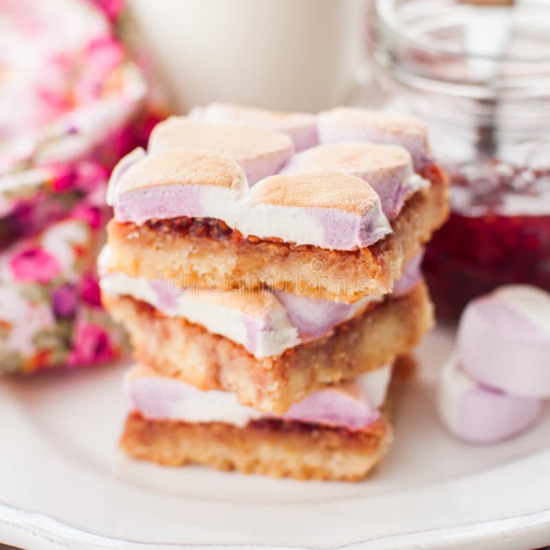 Marshmallow Jam Slice stock photo. Image of cookie, graham - 57479976